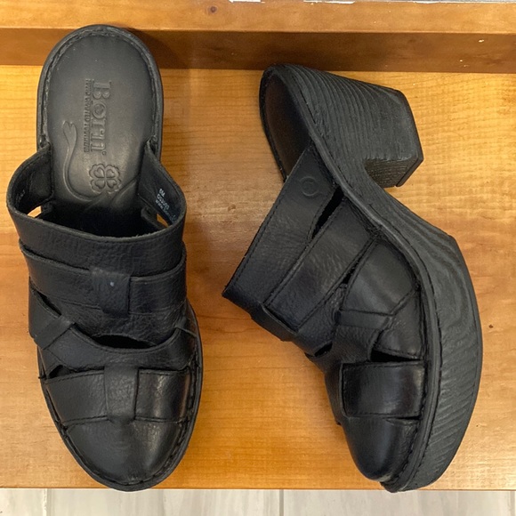 Born | Shoes | Born Pollina Black Woven Leather Clog Mule | Poshmark